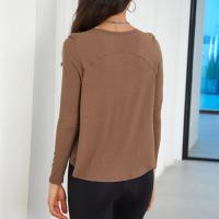 China Spring and Summer New Breathable Quick Drying Knit Sports Cover Long Sleeve Women Running Casual Fitness Yoga Wear Top for sale