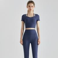 China 2023 New Yoga Clothing Set Summer Fashion Fine Thread Outside to Wear Fitness Running Sportswear Set Two-Piece for sale