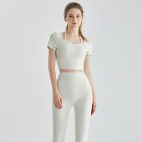 China 2023 New Yoga Clothing Set Summer Fashion Fine Thread Outside to Wear Fitness Running Sportswear Set Two-Piece for sale