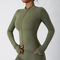 China Nude Feeling Thumb Cuff Design Jogging Wear Women&prime;s Jacket Yoga Workout Top Full Zip Slim Fit Training Wear Tracksuits for sale
