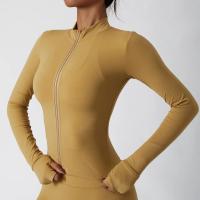 China Nude Feeling Thumb Cuff Design Jogging Wear Women&prime;s Jacket Yoga Workout Top Full Zip Slim Fit Training Wear Tracksuits for sale