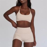 China Anti Wrinkle Sports Wear Clothing Summer Yoga Biker Women Shorts Sets for sale