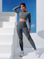 China Plus Size Sports Wear Clothing Seamless Activewear Set Long Sleeved for sale