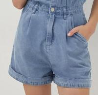 China Summer Women Short Sleeve Romper Fashion Casual Blank Button up Playsuit Denim Short Jumpsuit for sale