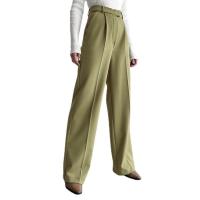 China 2023 Pants for Ladies Custom Oversize Square Pants Silk Straight Wide Leg Women Trousers Floor-Length Office for sale