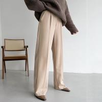 China 2023 Pants for Ladies Custom Oversize Square Pants Silk Straight Wide Leg Women Trousers Floor-Length Office for sale