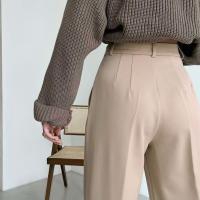 China 2023 Pants for Ladies Custom Oversize Square Pants Silk Straight Wide Leg Women Trousers Floor-Length Office for sale