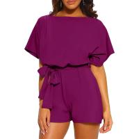 China Casual Loose Women Summer Short Pants Solid Color One Piece Women Jumpsuit for sale
