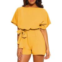 China Casual Loose Women Summer Short Pants Solid Color One Piece Women Jumpsuit for sale