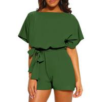 China Casual Loose Women Summer Short Pants Solid Color One Piece Women Jumpsuit for sale