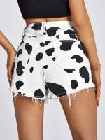 China Classic Fashion Casual Pants Skinny Printed Short Jeans Milk Cow Print for sale