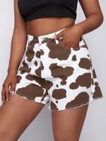 China Classic Fashion Casual Pants Skinny Printed Short Jeans Milk Cow Print for sale