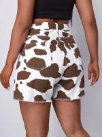 China Classic Fashion Casual Pants Skinny Printed Short Jeans Milk Cow Print for sale