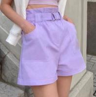 China Sweet Cotton Short Pants Anti Wrinkle Korean Casual Pants With Belt for sale