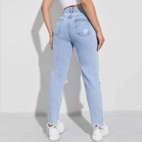 China Cotton Fashion Casual Pants Ripped High Street Wear Solid Jeans for sale