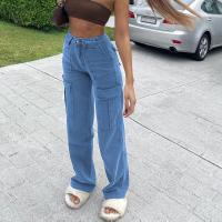 China Multi Pocket Casual Denim Trousers Classic Women Cargo Pants for sale