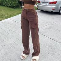 China Multi Pocket Casual Denim Trousers Classic Women Cargo Pants for sale