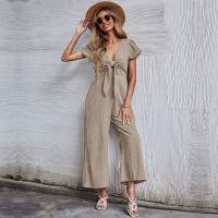 China Elastic Waist Fashion Casual Pants European And American Casual Jumpsuit for sale