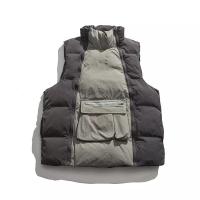 China Retro Winter Contrast Color Sleeveless Stand Collar Thick Vest for sale