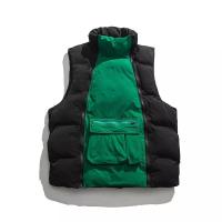 China Retro Winter Contrast Color Sleeveless Stand Collar Thick Vest for sale