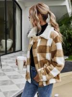 China Fashion Fleece Zipper Womens Coats Plaid Flannel Jacket Luxury Coat Casual Winter Stylish for sale