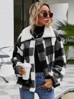 China Fashion Fleece Zipper Womens Coats Plaid Flannel Jacket Luxury Coat Casual Winter Stylish for sale