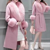 China New Design Autumn & Winter Warm Women Pink Long Fur Coats Clothing for sale