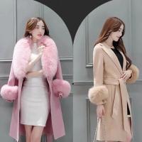 China New Design Autumn & Winter Warm Women Pink Long Fur Coats Clothing for sale