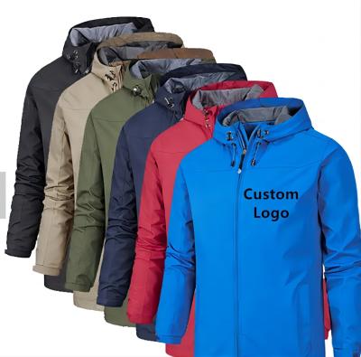 China Custom Logo Windbreaker Jacket Men Outdoor Sports Plus Size Climb Mountain Thin Waterproof Hooded Coats for sale