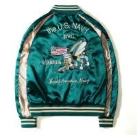China Embroidered Reversible Bomber Jacket Satin Baseball College For Men for sale