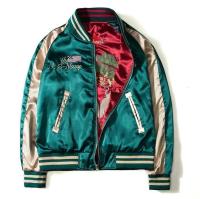 China Embroidered Reversible Bomber Jacket Satin Baseball College For Men for sale