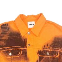China Jacket Button Orange Men&prime;s Jackets & Coats Full Over Digital Printed Distressed Denim Jacket for sale