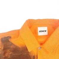 China Jacket Button Orange Men&prime;s Jackets & Coats Full Over Digital Printed Distressed Denim Jacket for sale