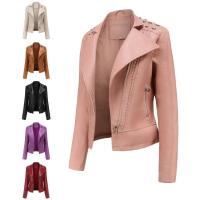 China Women&prime;s Rivet Faux Leather PU Jacket, Studded Rivet Punk Biker Moto Fashion Jacket Coat with Long Sleeve for sale