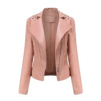 China Women&prime;s Rivet Faux Leather PU Jacket, Studded Rivet Punk Biker Moto Fashion Jacket Coat with Long Sleeve for sale