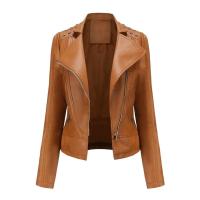 China Women&prime;s Rivet Faux Leather PU Jacket, Studded Rivet Punk Biker Moto Fashion Jacket Coat with Long Sleeve for sale
