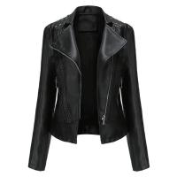 China Women&prime;s Rivet Faux Leather PU Jacket, Studded Rivet Punk Biker Moto Fashion Jacket Coat with Long Sleeve for sale