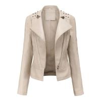 China Women&prime;s Rivet Faux Leather PU Jacket, Studded Rivet Punk Biker Moto Fashion Jacket Coat with Long Sleeve for sale