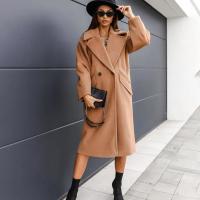 China Fall and Winter Woman&prime;s Coats Ladies Jackets Double Cotton Solid Turn Down Collar Long Coats for Women for sale