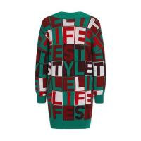 China V Neck Puffer Down Coat Long Sleeved Monogram Jacquard Knitted Cardigan Coat for sale