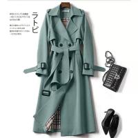China Elegant Light Fashion Puffer Down Coat Belted Overcoat Women Trench Coat for sale