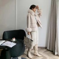 China Korean Style Fox Fur Coat Fall Winter Short Women Genuine Wool Coat for sale