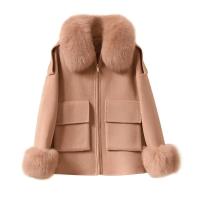 China Korean Style Fox Fur Coat Fall Winter Short Women Genuine Wool Coat for sale