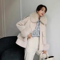 China Korean Style Fox Fur Coat Fall Winter Short Women Genuine Wool Coat for sale
