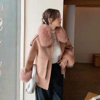 China Korean Style Fox Fur Coat Fall Winter Short Women Genuine Wool Coat for sale