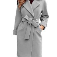 China Fashion Wholesale Ladies Wool Plus Size Design Long Jackets Coats Casual Jacket Oversize Coats with Tie for Women Woolen Knitted for sale