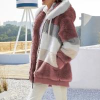 China Winter Warm Women&prime;s Jacket Plush Patchwork Zipper Women&prime;s Coats Casual Hooded Loose Jacket for Women for sale