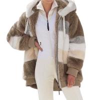 China Winter Warm Women&prime;s Jacket Plush Patchwork Zipper Women&prime;s Coats Casual Hooded Loose Jacket for Women for sale