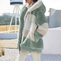 China Winter Warm Women&prime;s Jacket Plush Patchwork Zipper Women&prime;s Coats Casual Hooded Loose Jacket for Women for sale