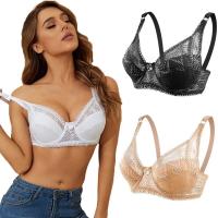 China Plus Size Big Women Bra Transparent Lace Thin Big Breast Bra Full Coverage Breast Sexy Bra for sale